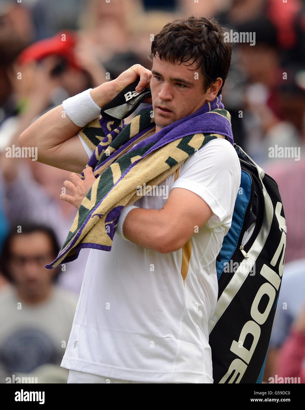 Great Britain's Jamie Baker leaves following defeat to USA's Andy ...