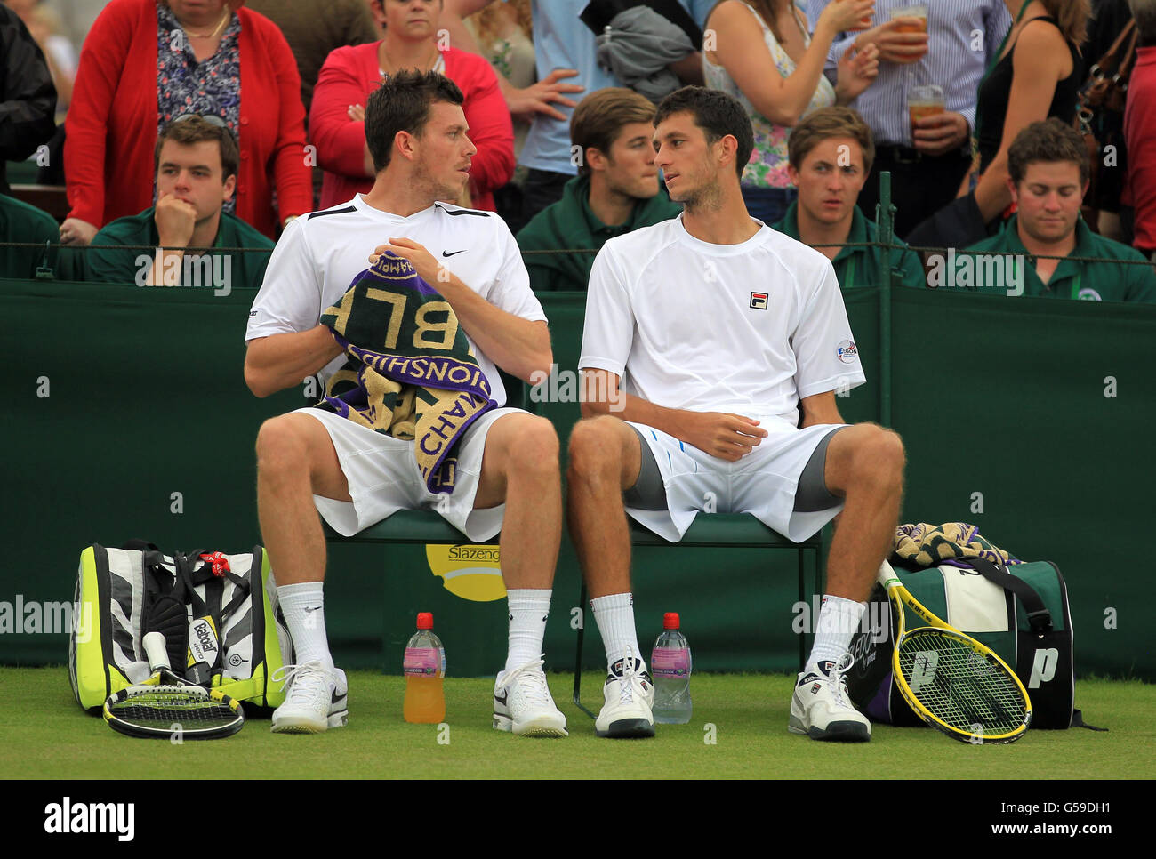 Great Britain's James Ward (right) and Josh Goodall in their doubles ...