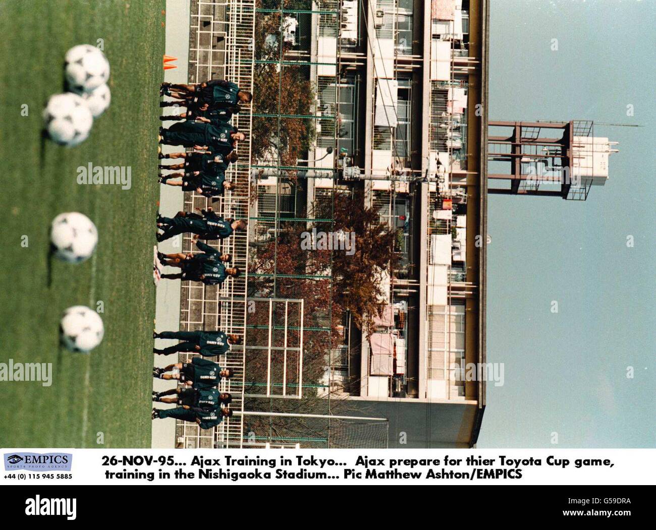26-NOV-95. Ajax Training in Tokyo. Ajax prepare for their Toyota Cup ...