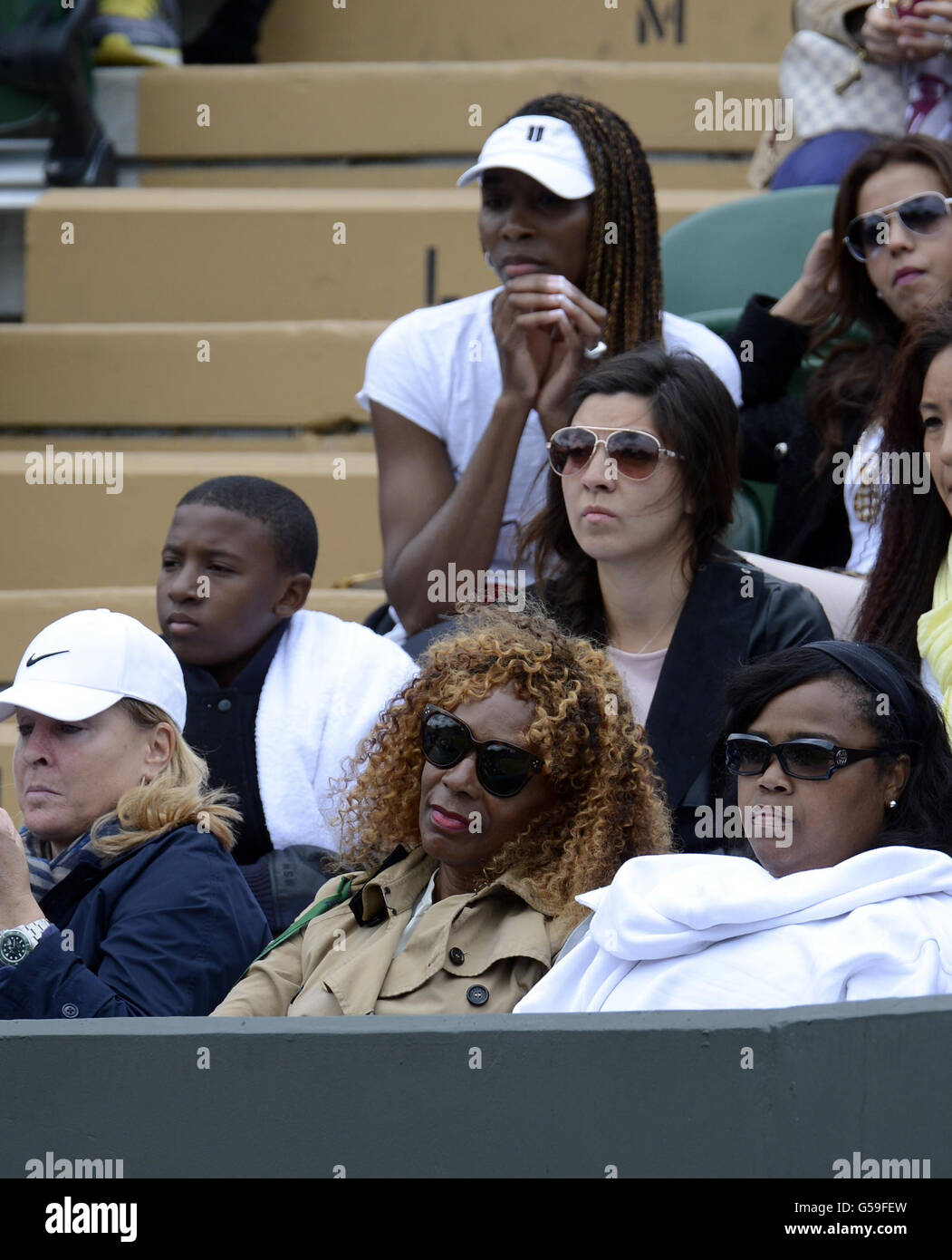 Oracene Price (bottom centre), mother of USA's Serena Williams, sits ...