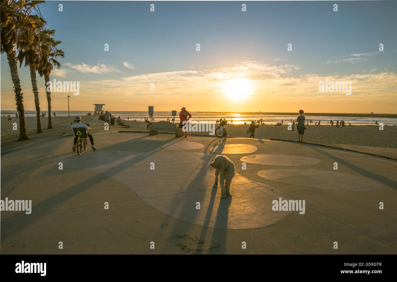 Sunset viewed from Dog Beach in Ocean Beach. San Diego, California ...