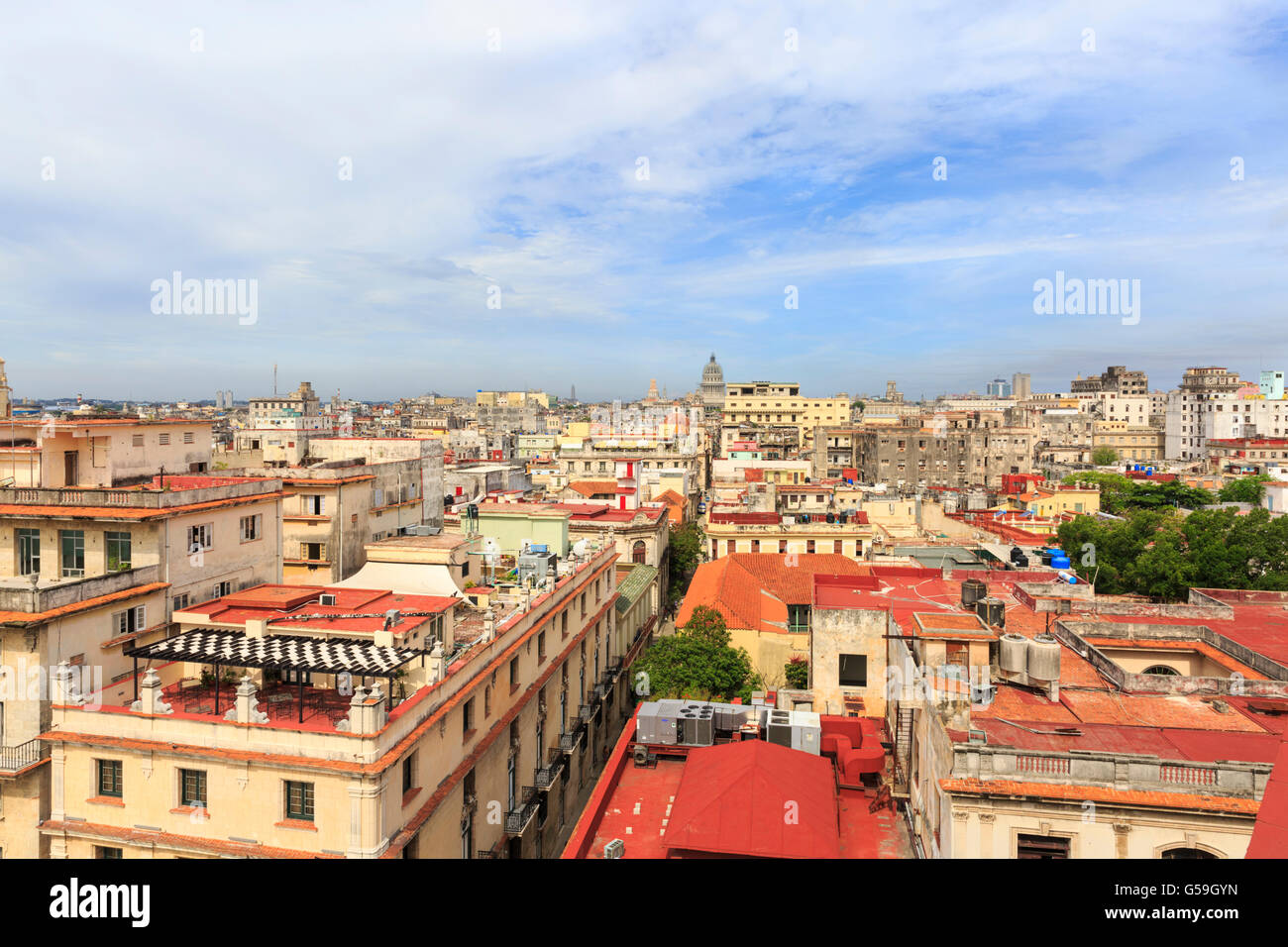 Havana rooftops, view across La Habana Vieja towards the Capitolio from ...