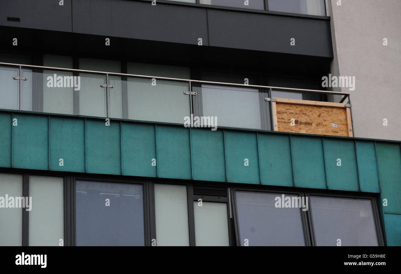 Girl falls from flats Stock Photo - Alamy