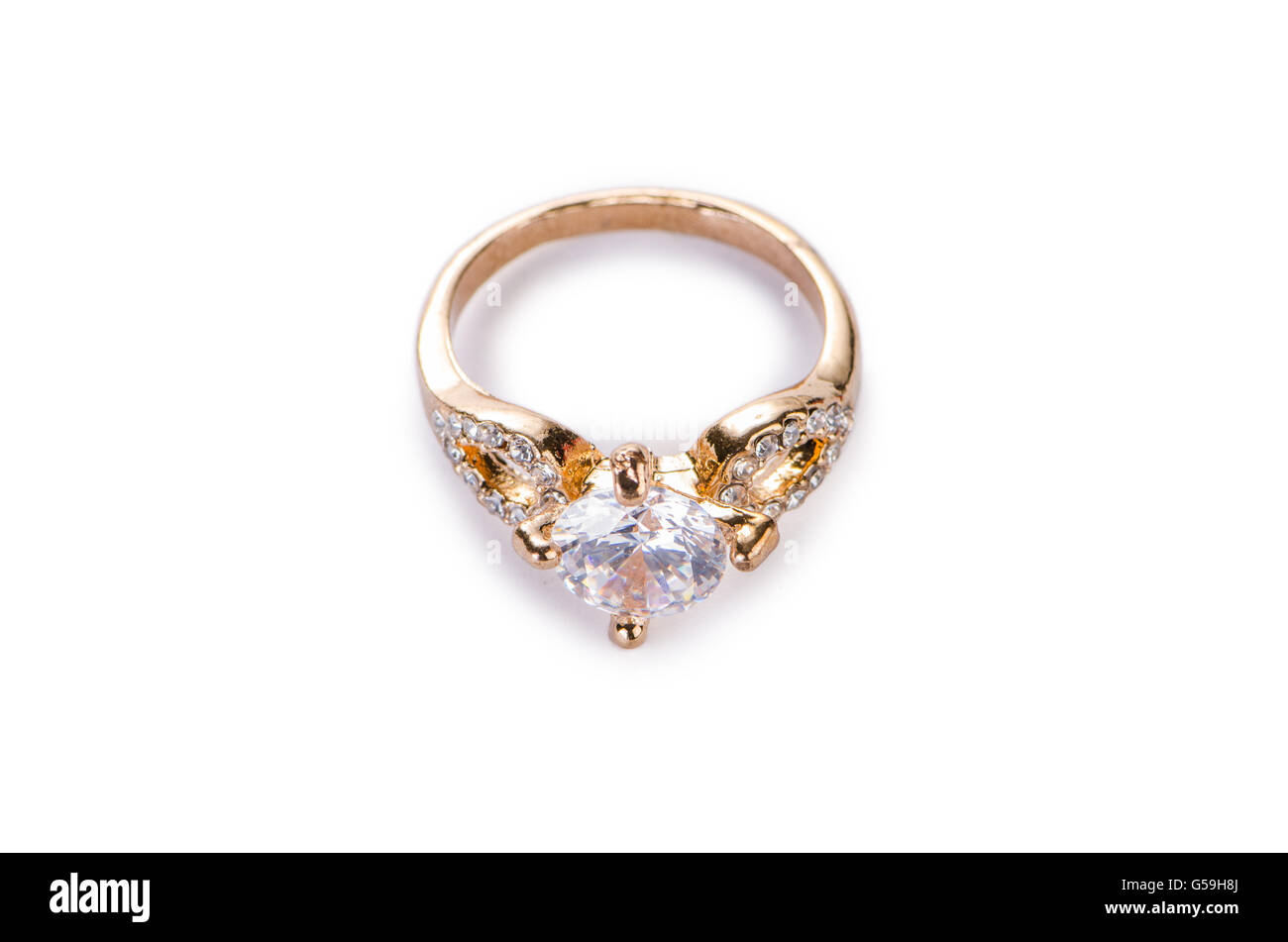 Golden ring isolated on white background Stock Photo - Alamy