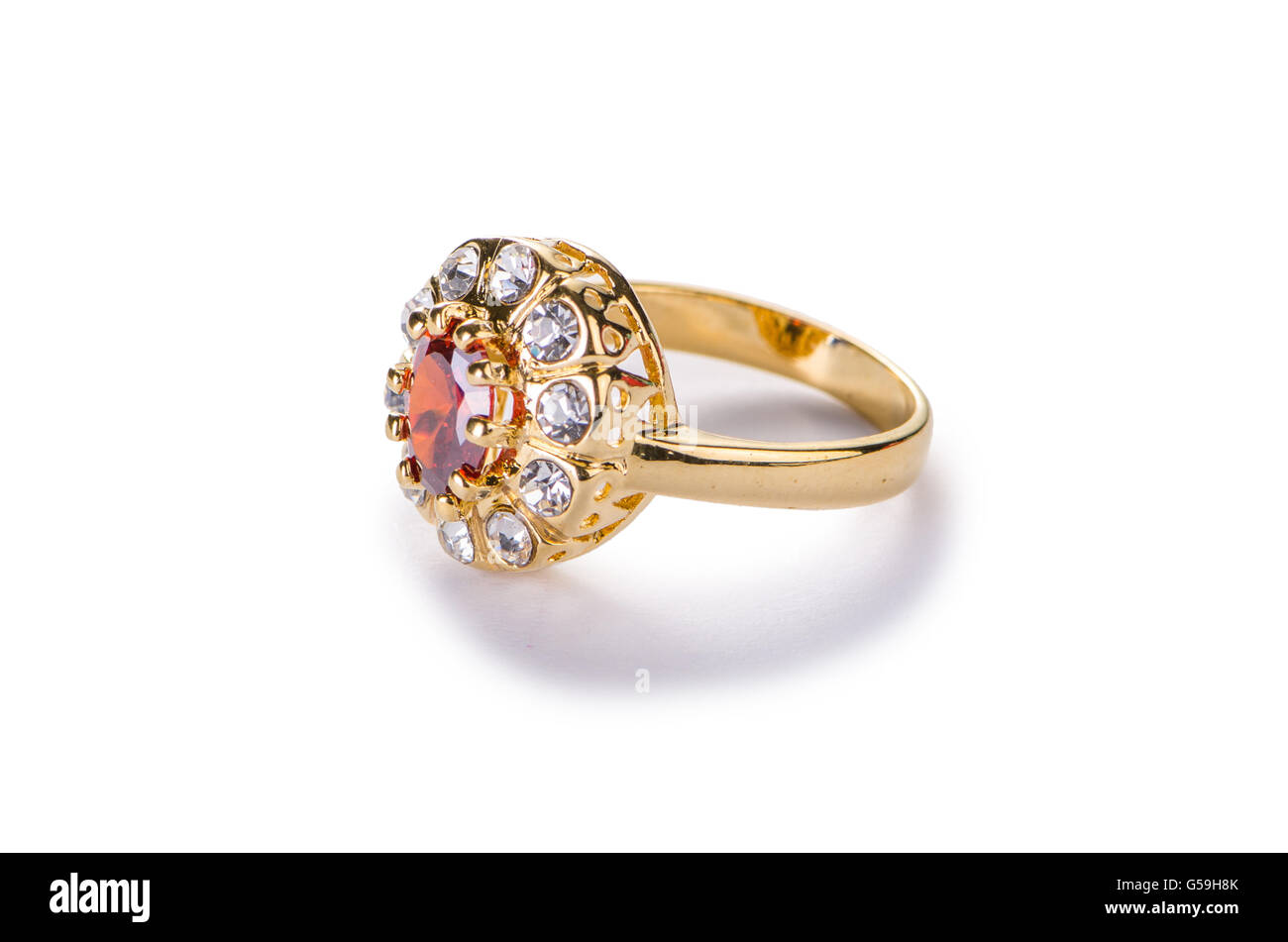 Golden ring isolated on white background Stock Photo - Alamy