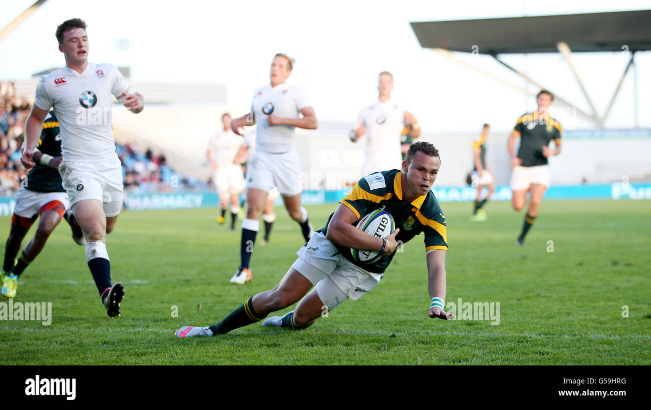 South Africa's Curwin Bosch scores a try during the Under 20's Rugby ...