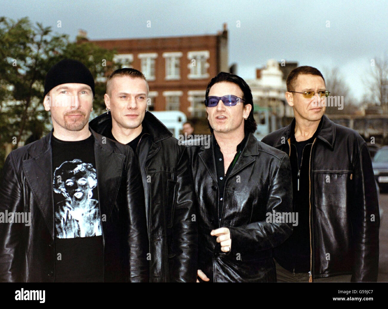 Irish rock group U2 (L-R) The Edge, Larry Mullen Jr, Bono and Adam ...