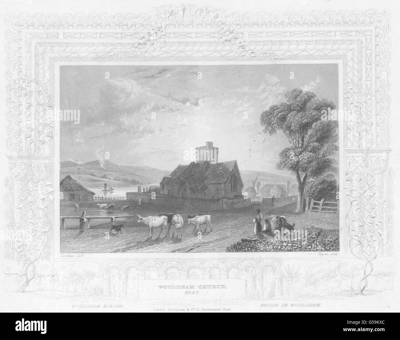 KENT: Wouldham Church, Kent. Decorative (Tombleson), antique print 1830 ...