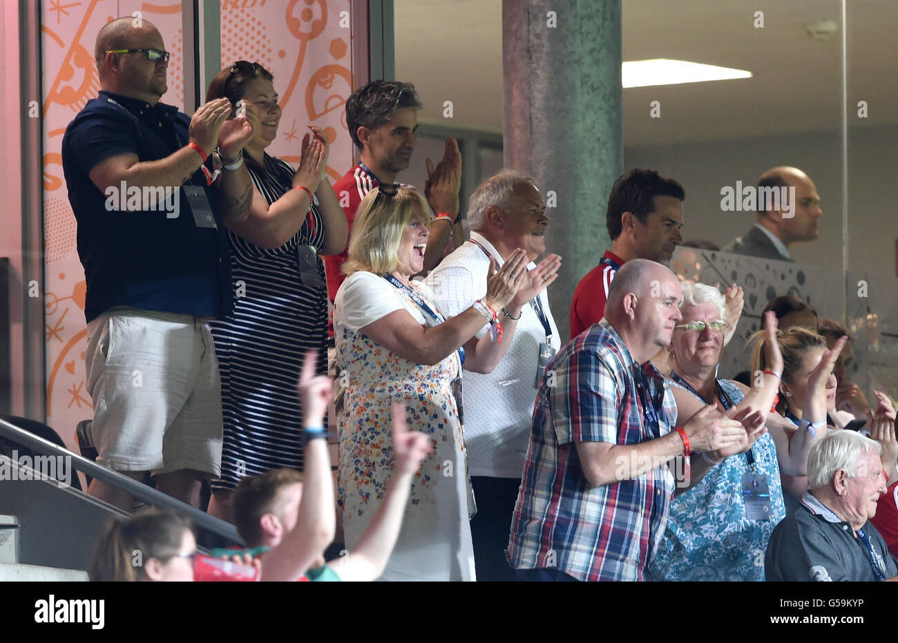 Frank and Debbie, mother and father of Wales' Gareth Bale applaud in ...