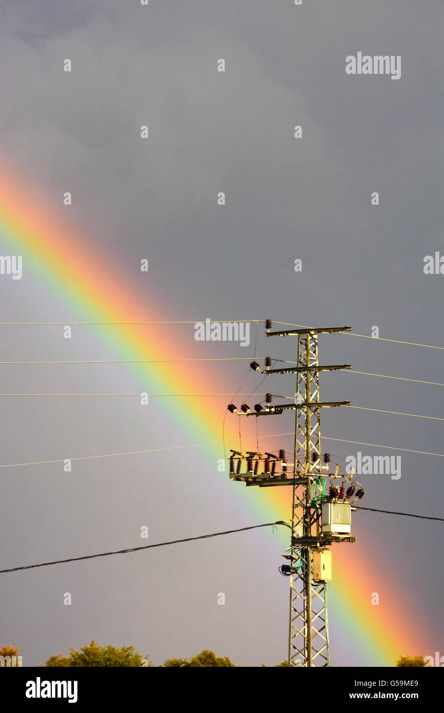 Electricity and rainbow Stock Photo - Alamy