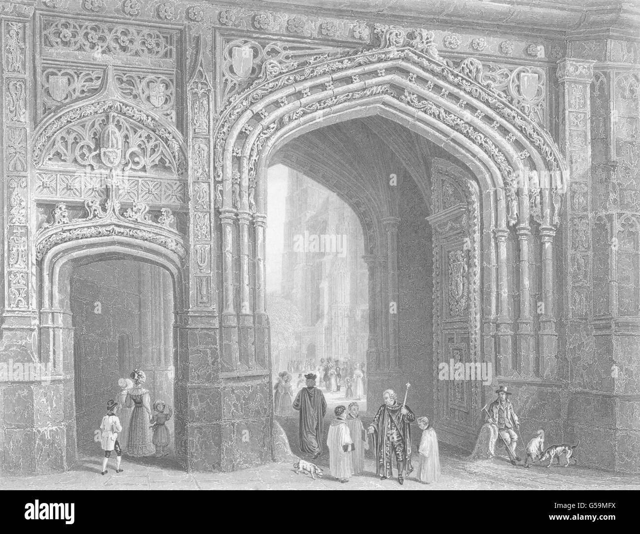 KENT: Christ- Church Gate- House- Canterbury. (Bartlett), antique print ...