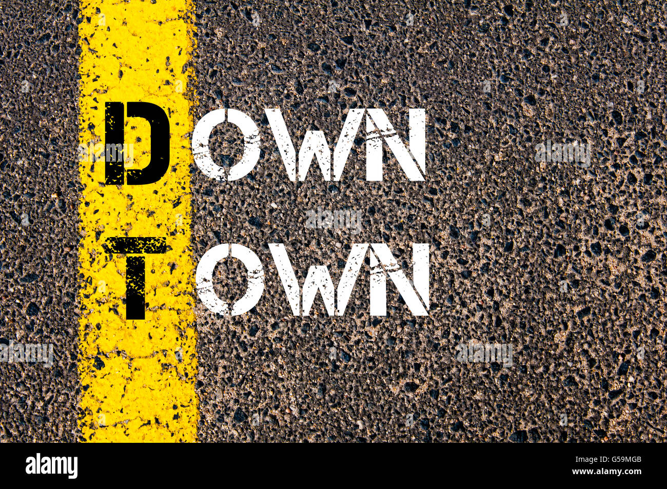 Concept image of Business Acronym DT Down Town written over road ...