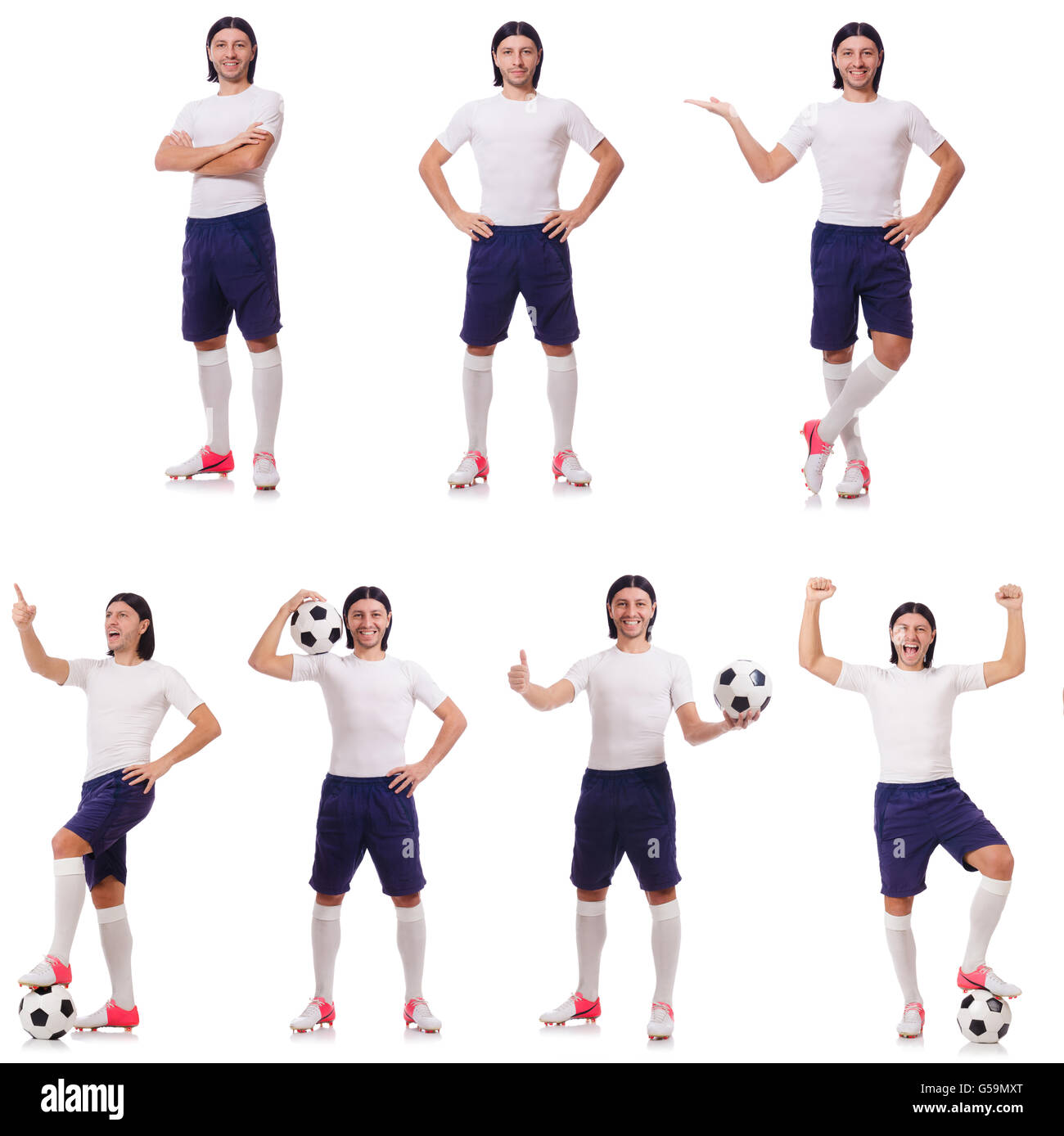Young male football player isolated on white Stock Photo - Alamy