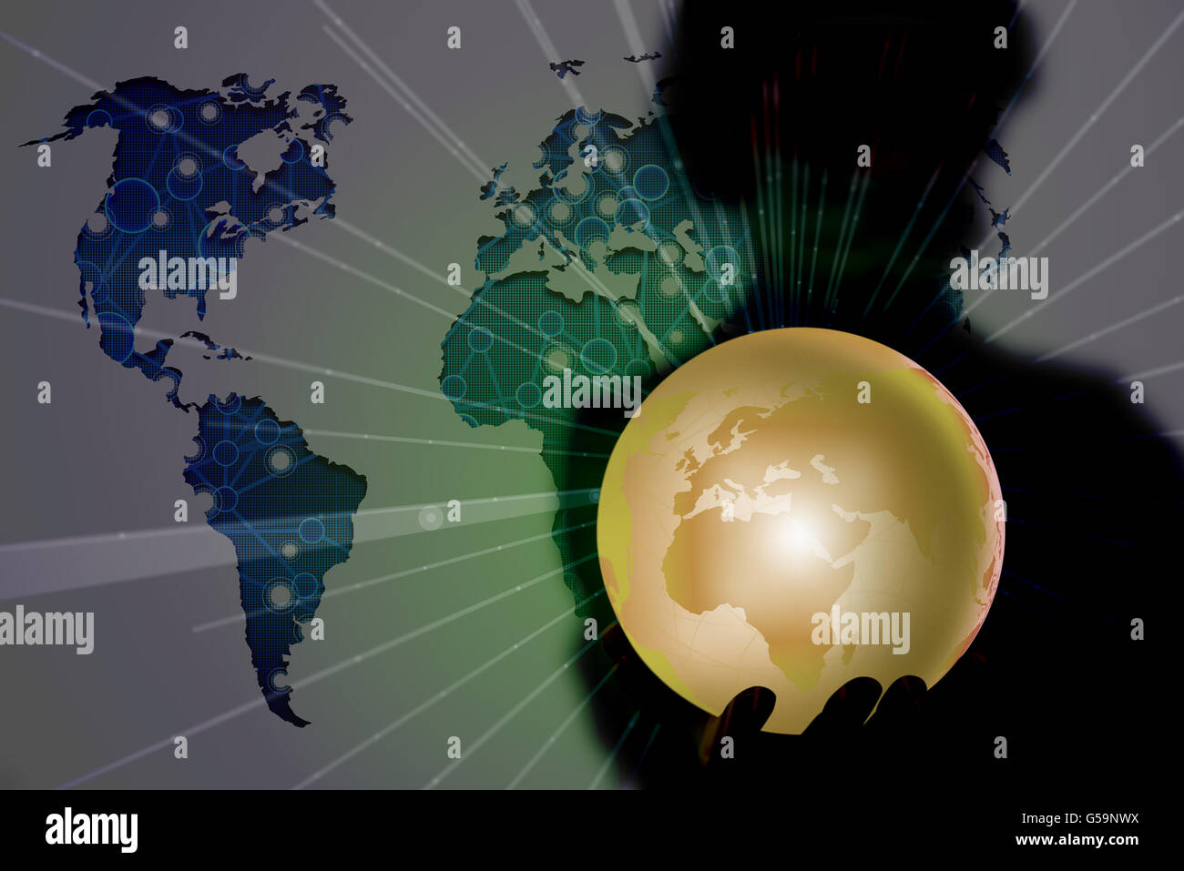 Person holding earth in globalisation concept Stock Photo - Alamy