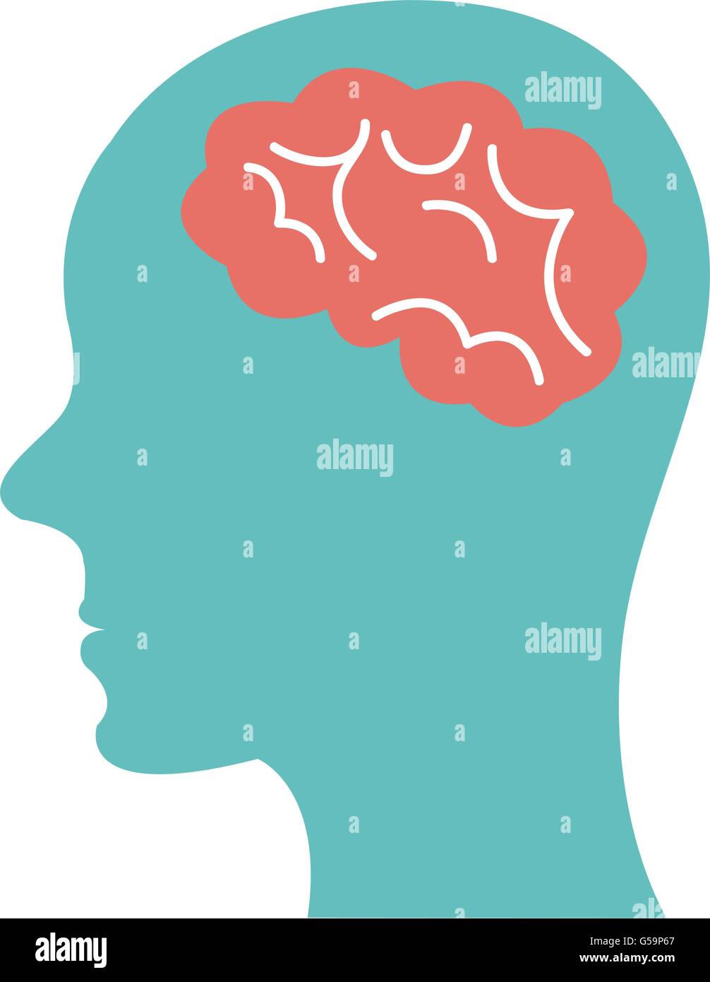 blue human head on side view and brain,vector graphic Stock Vector ...
