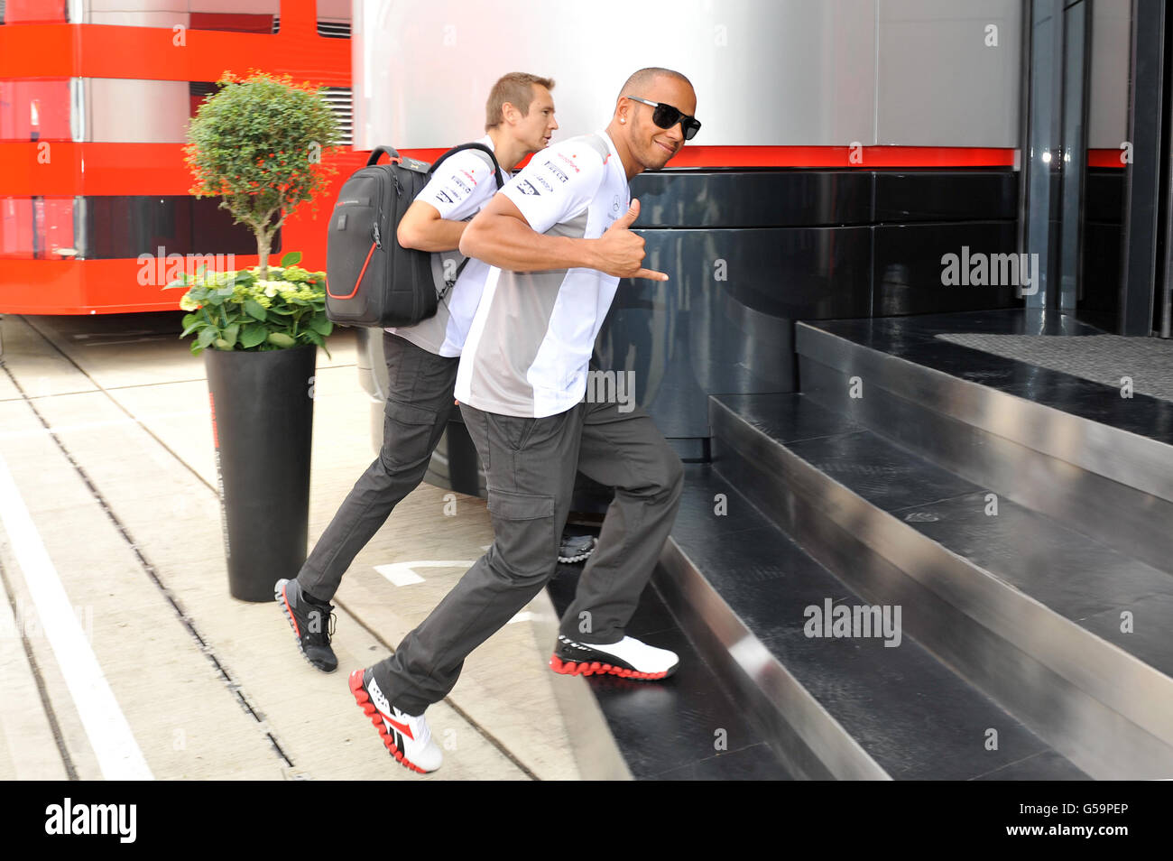 Mclaren mercedes lewis hamilton paddock day silverstone circuit hi-res ...