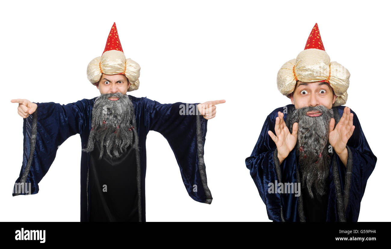 Funny wise wizard isolated on the white Stock Photo - Alamy