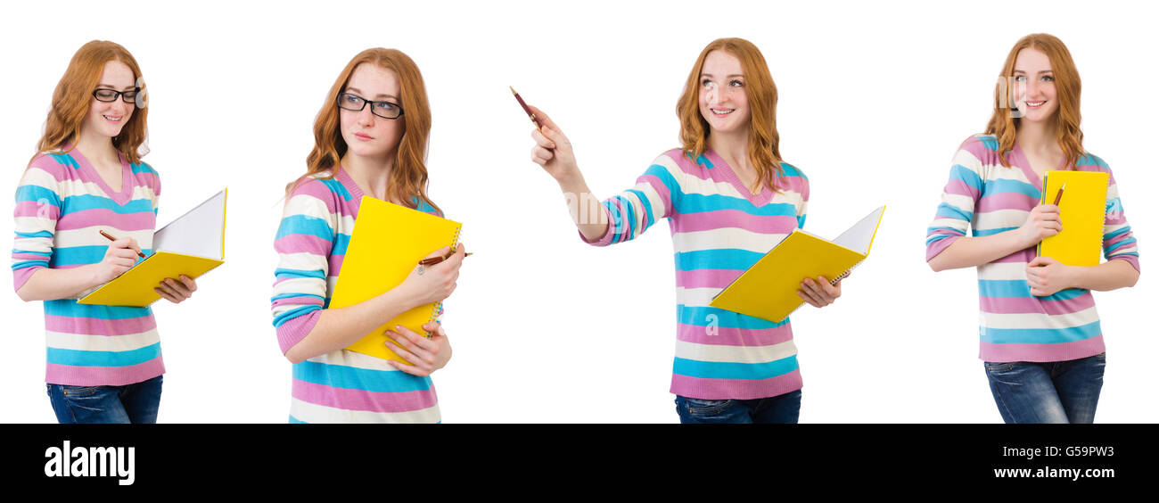 Young student with books isolated on white Stock Photo - Alamy
