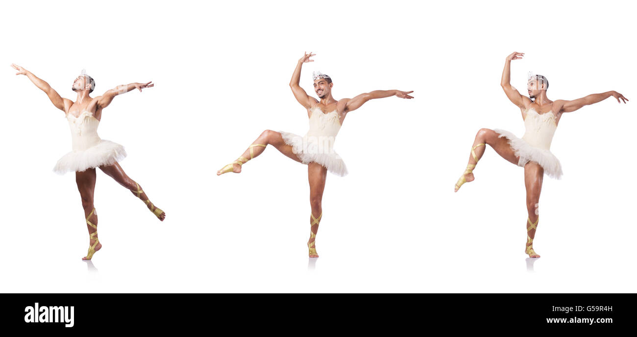 Man in ballet tutu isolated on white Stock Photo - Alamy