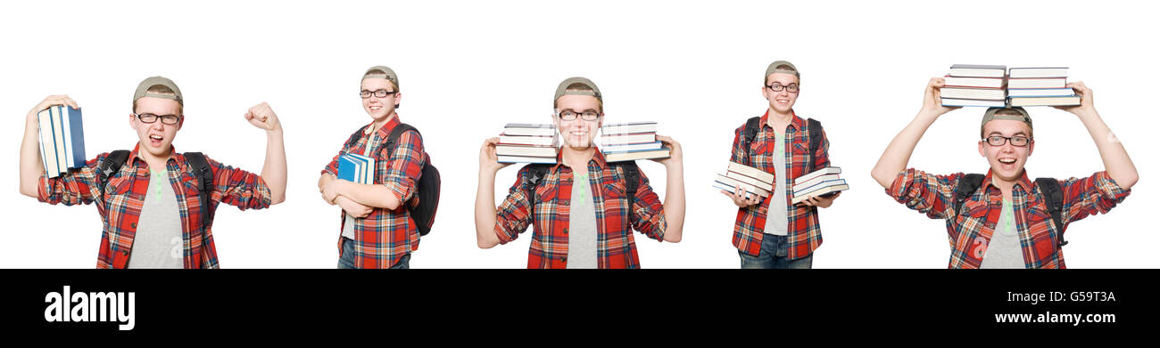 Composite photo of student with books Stock Photo - Alamy