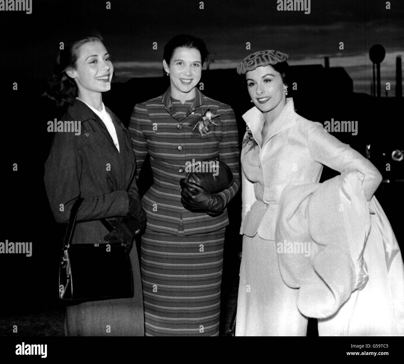 1955: At London Airport on their way for a 12 week visit to America are ...