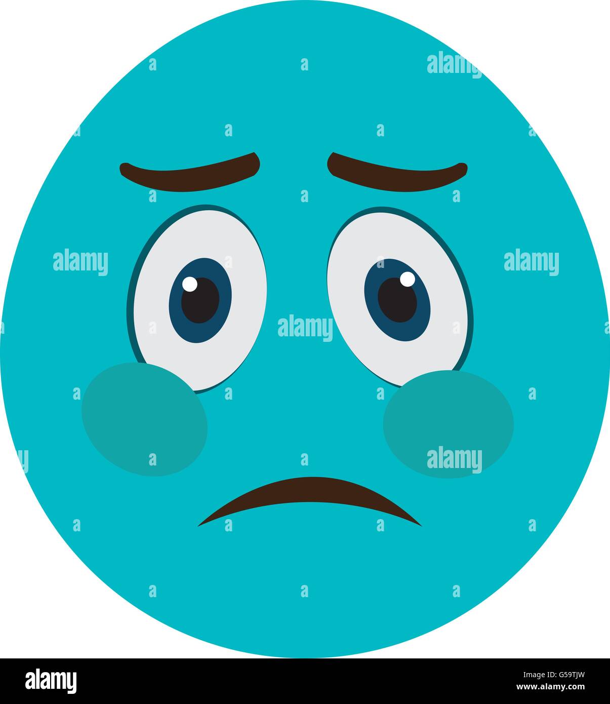 blue cartoon face with sad expression,vector graphic Stock Vector Image ...