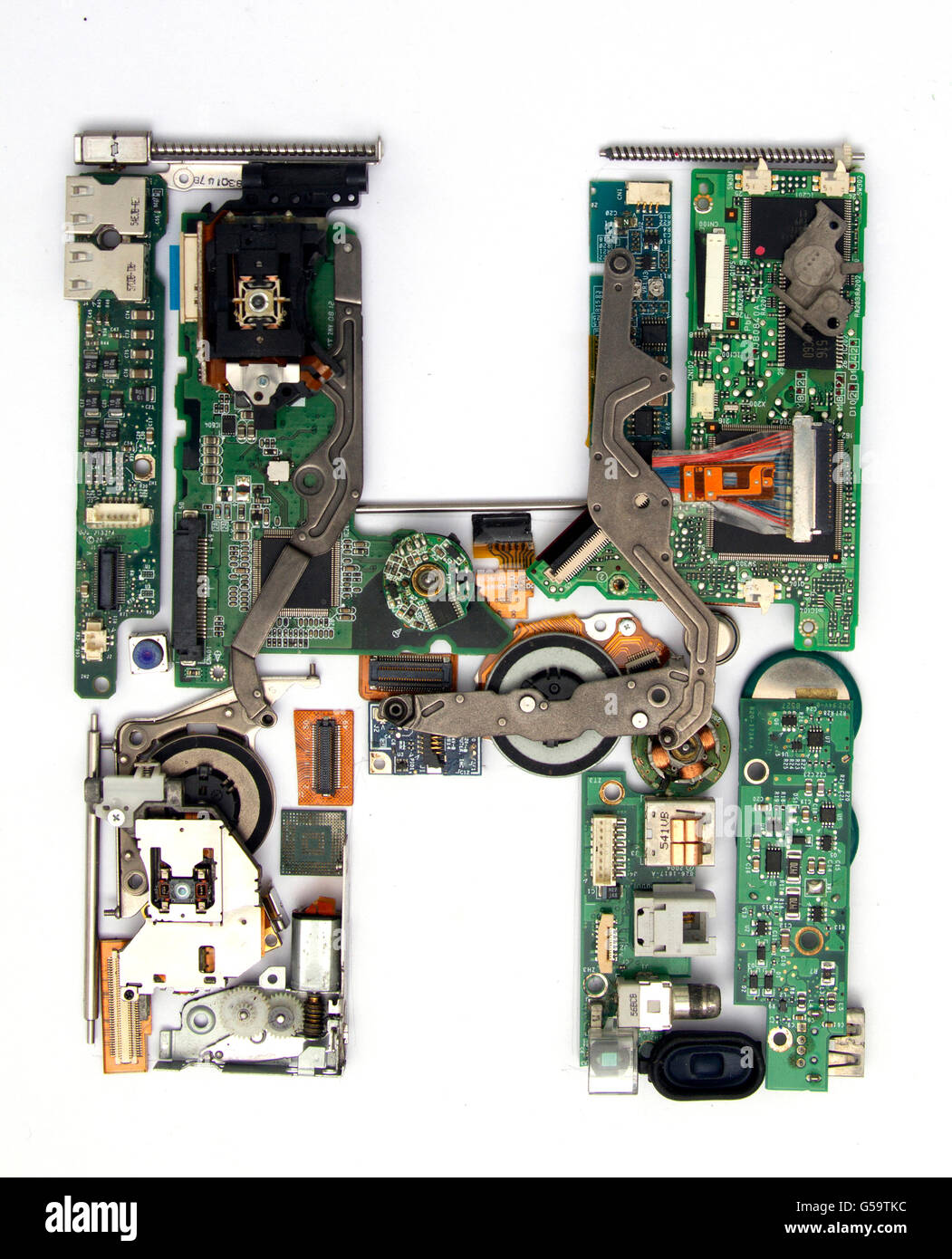The Letter H made up from old electronic parts Stock Photo - Alamy