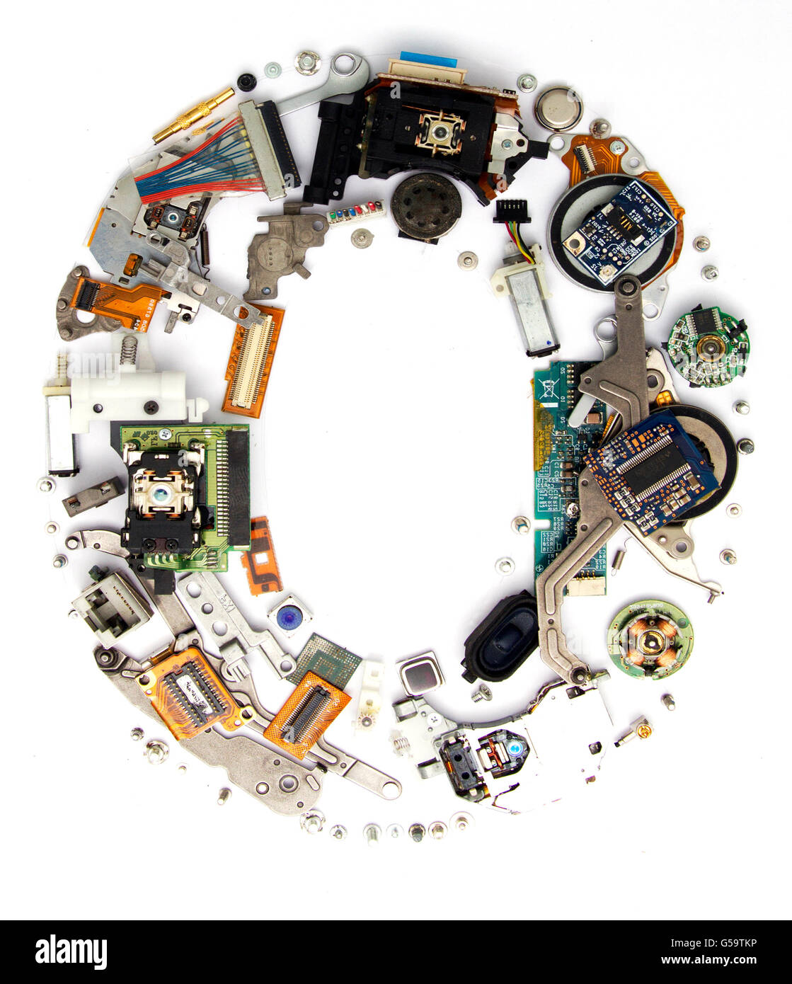 The Letter O made up from old electronic parts Stock Photo - Alamy