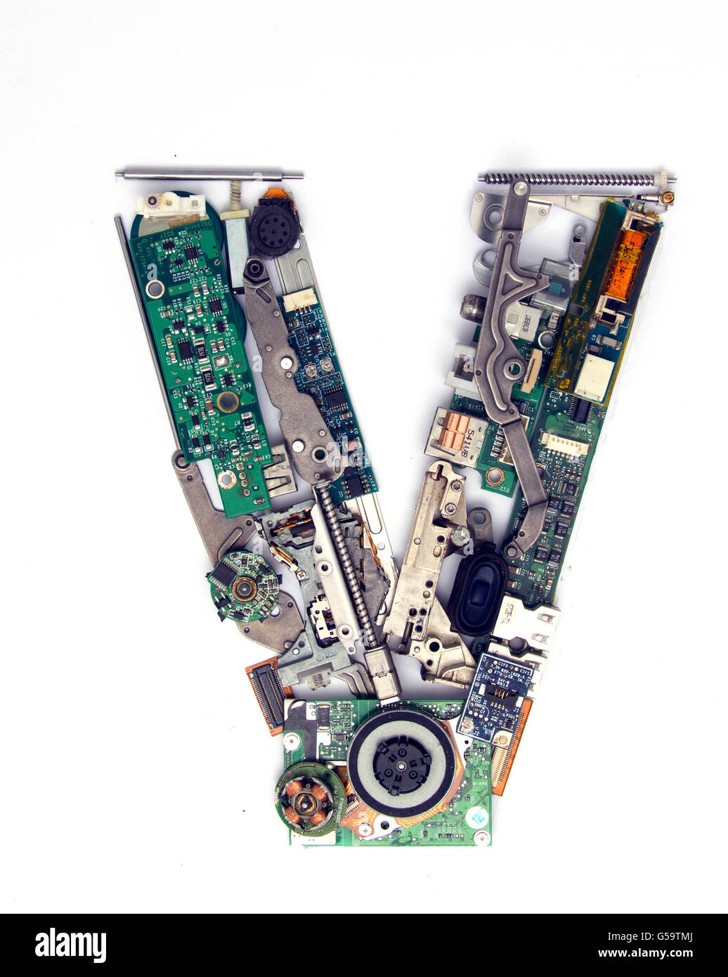 The Letter V made up from old electronic parts Stock Photo - Alamy