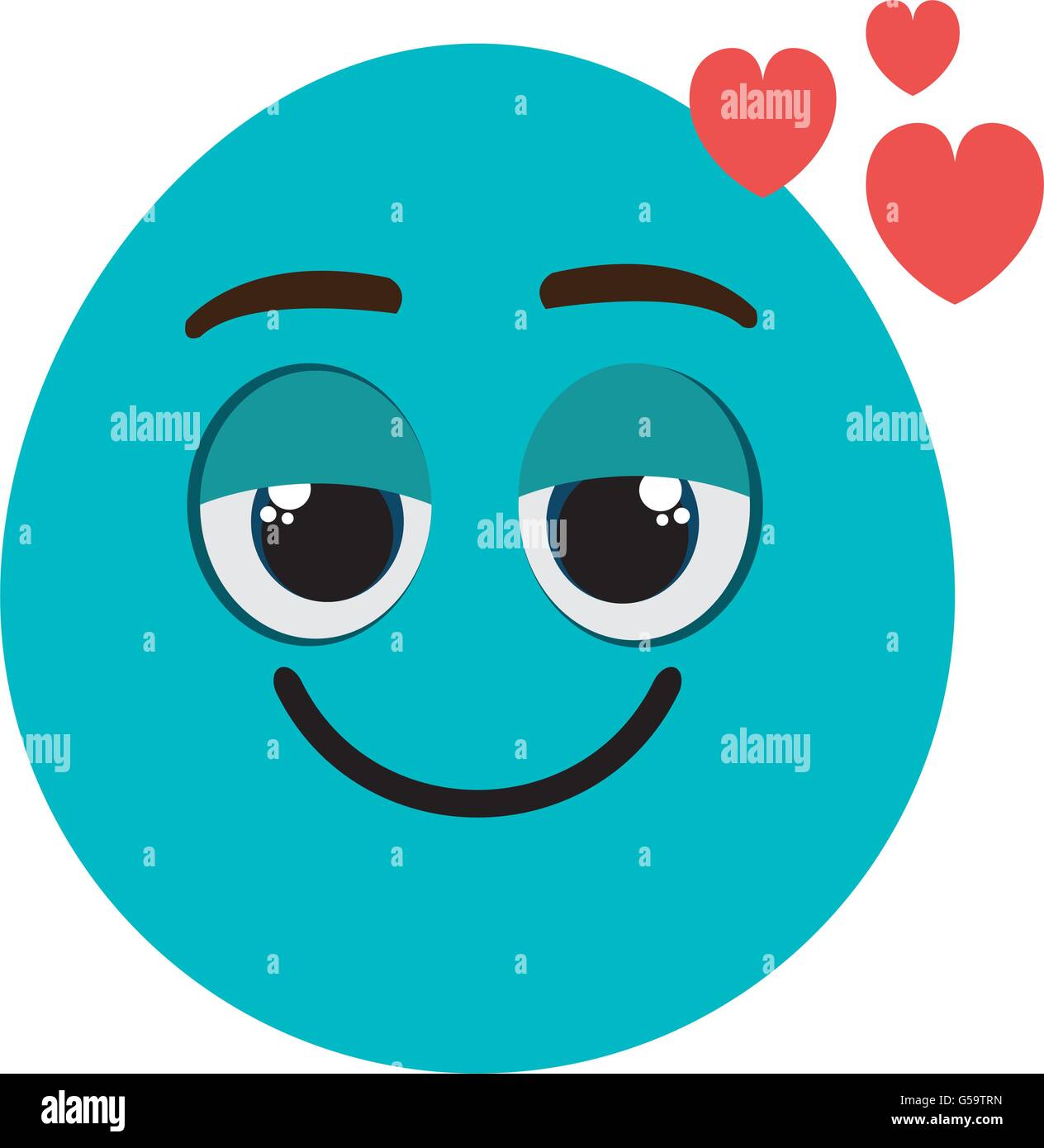 blue cartoon face with heart icon,vector graphic Stock Vector Image ...
