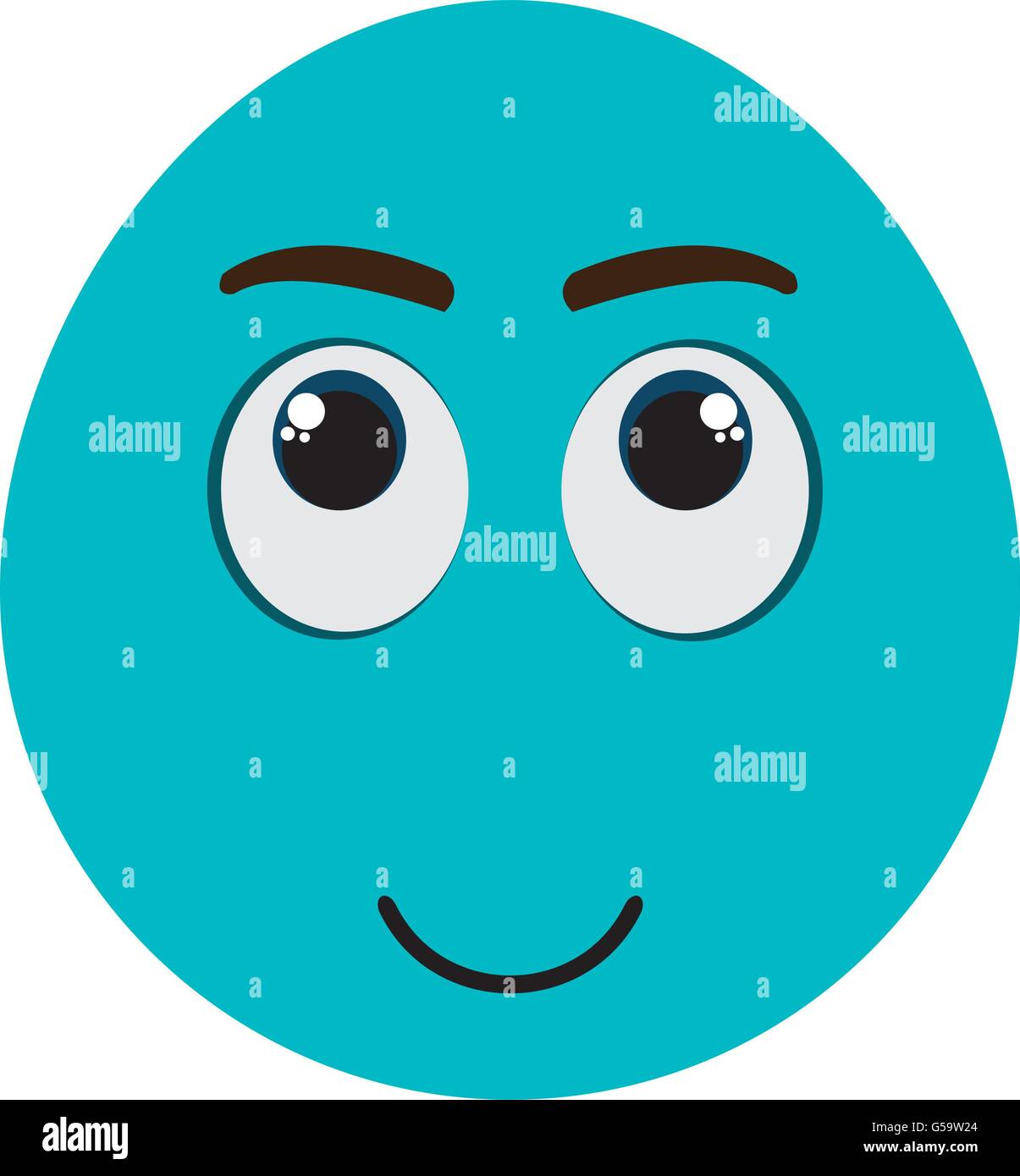 blue cartoon face with chill expression,vector graphic Stock Vector ...