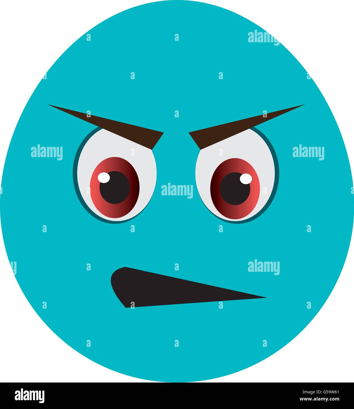 blue cartoon face with angry expression,vector graphic Stock Vector ...