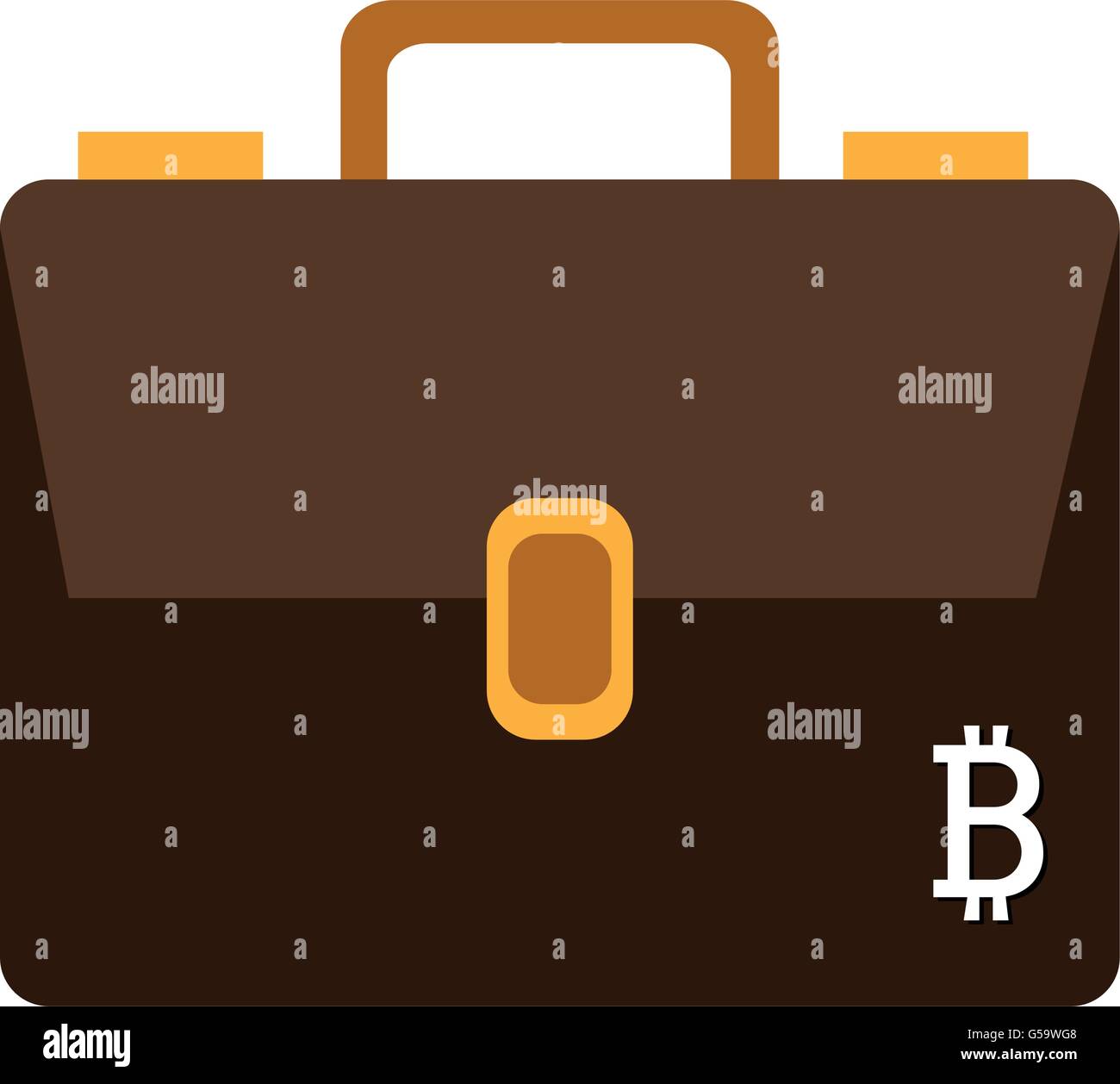 brown briefcase with white bitcoin signal, vector graphic Stock Vector ...