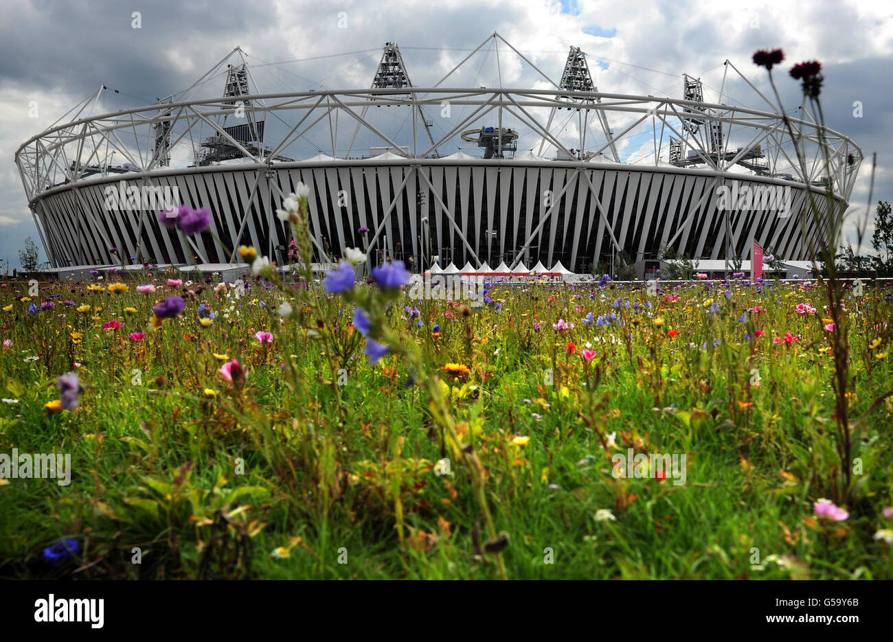 Flowers outside the olympic stadium in the olympic park hi-res stock ...