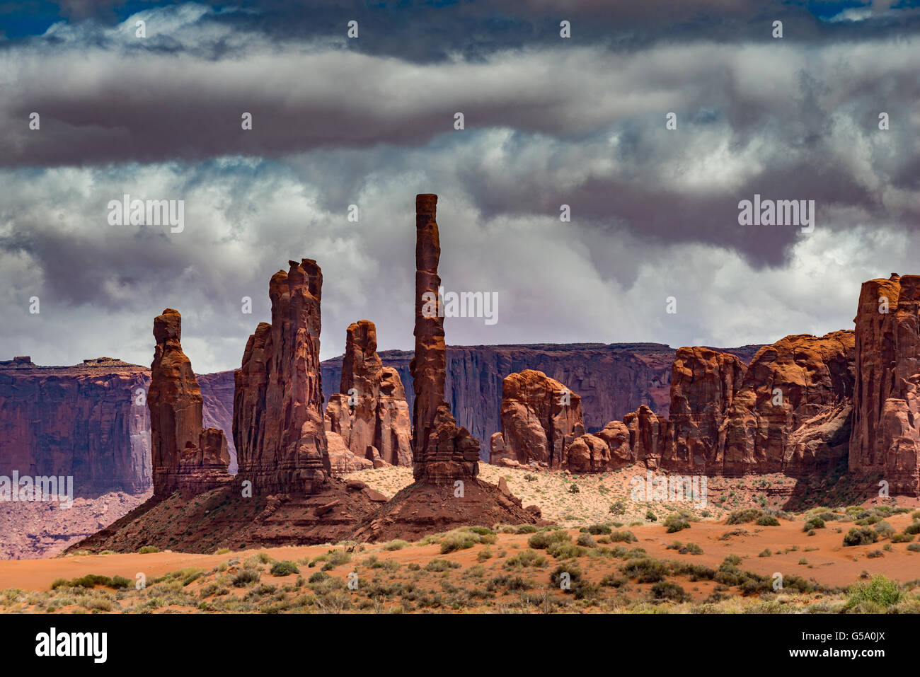 Totem Pole pillar rock spire Monument Valley Arizona USA Stock Photo ...