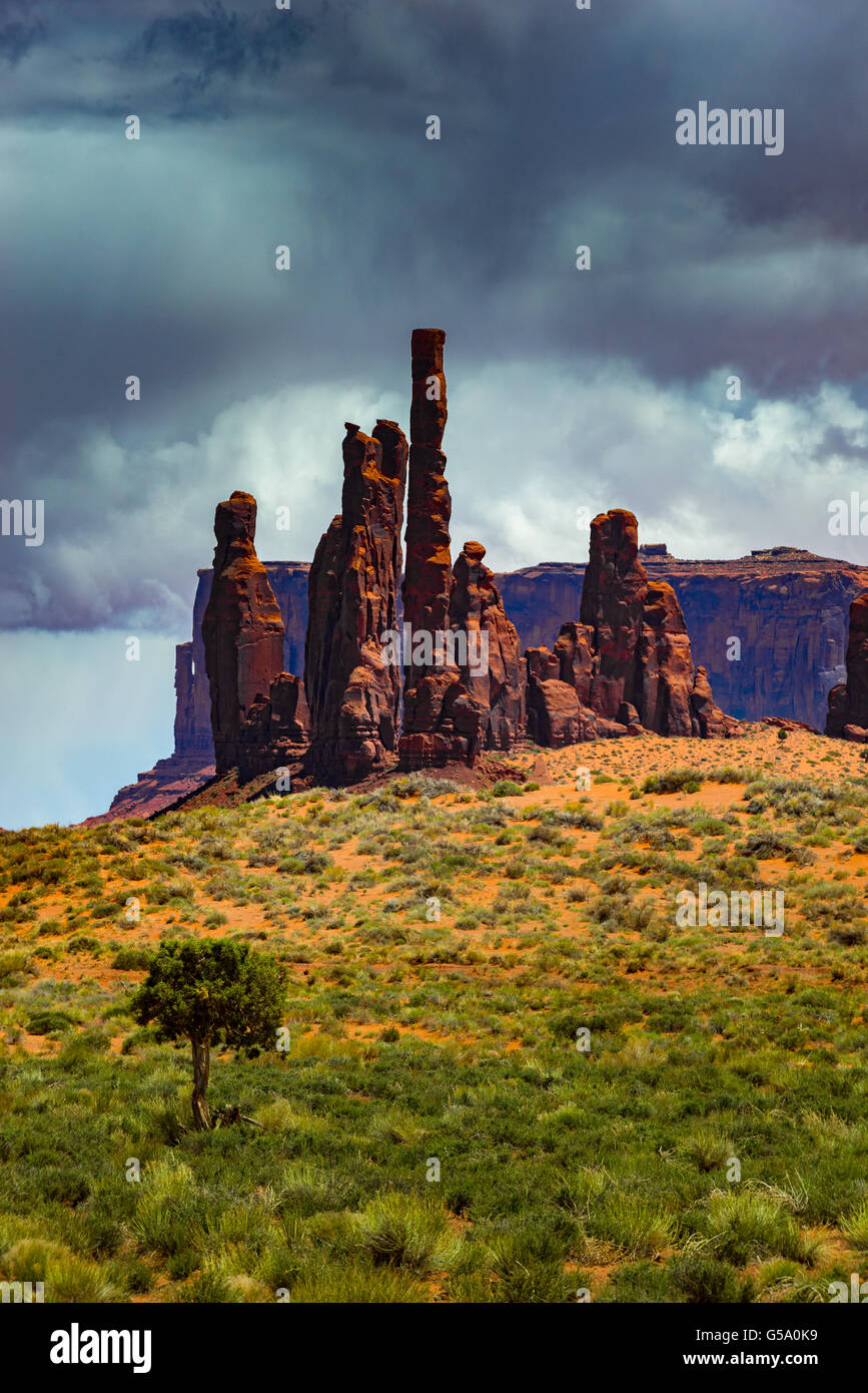 Totem Pole pillar rock spire Monument Valley Arizona USA Stock Photo ...