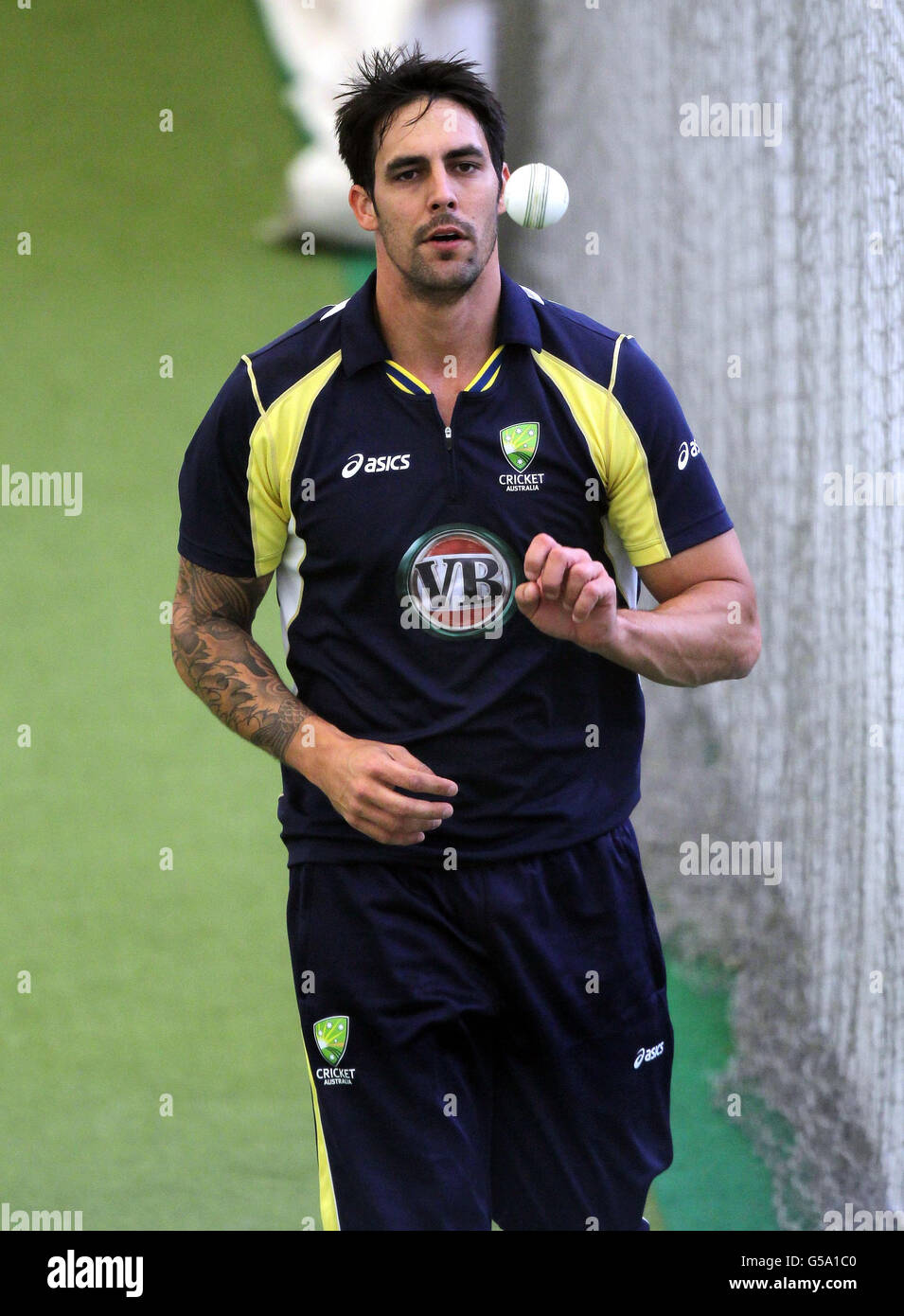Australias mitchell johnson during the nets session at edgbaston hi-res ...