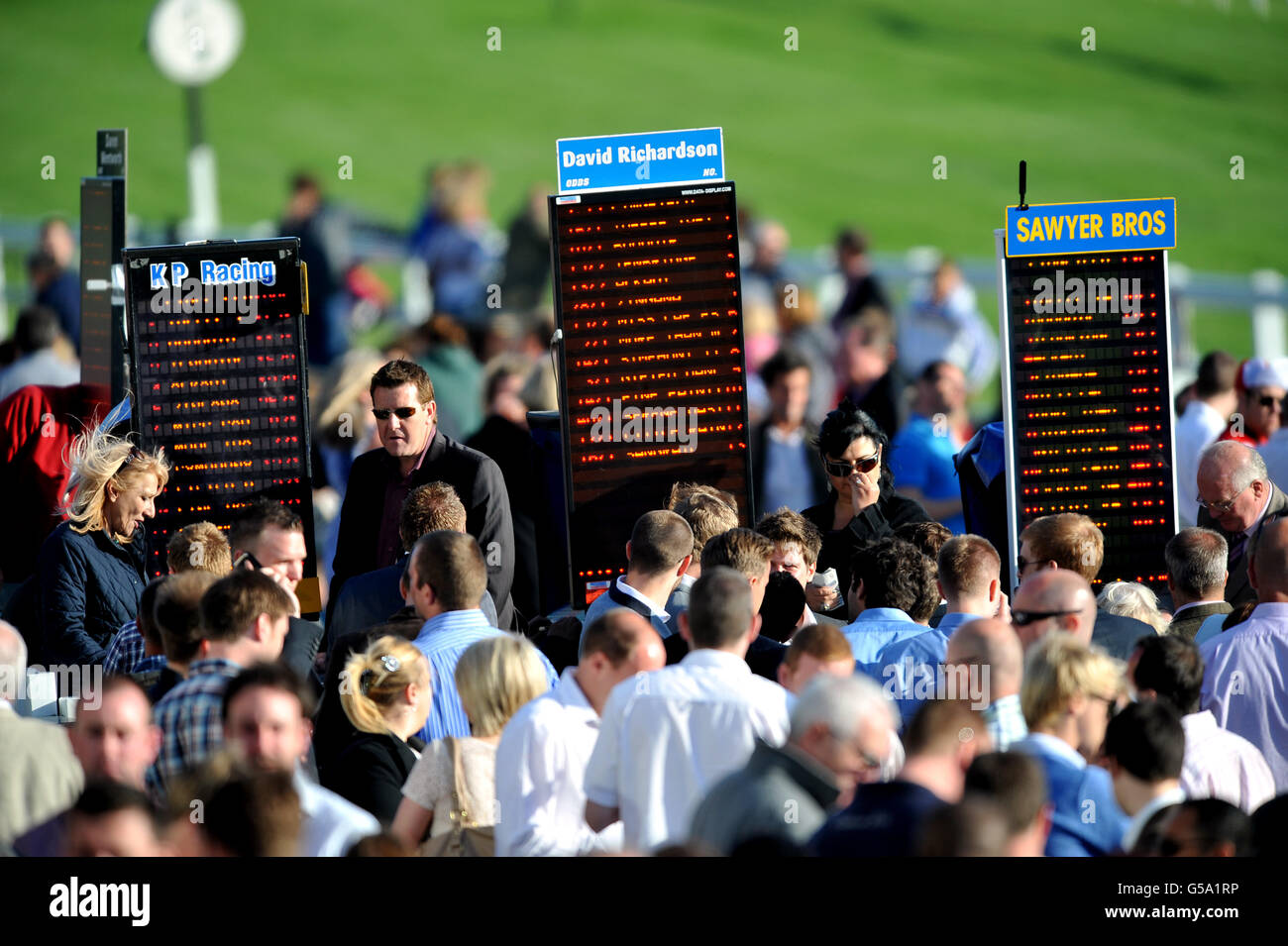 Horse racing racing and music night lingfield park racecourse hi-res ...