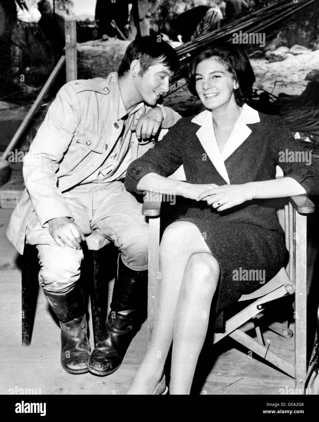 Newly-engaged couple, actor Derek Fowlds and actress Wendy Tory (19 ...