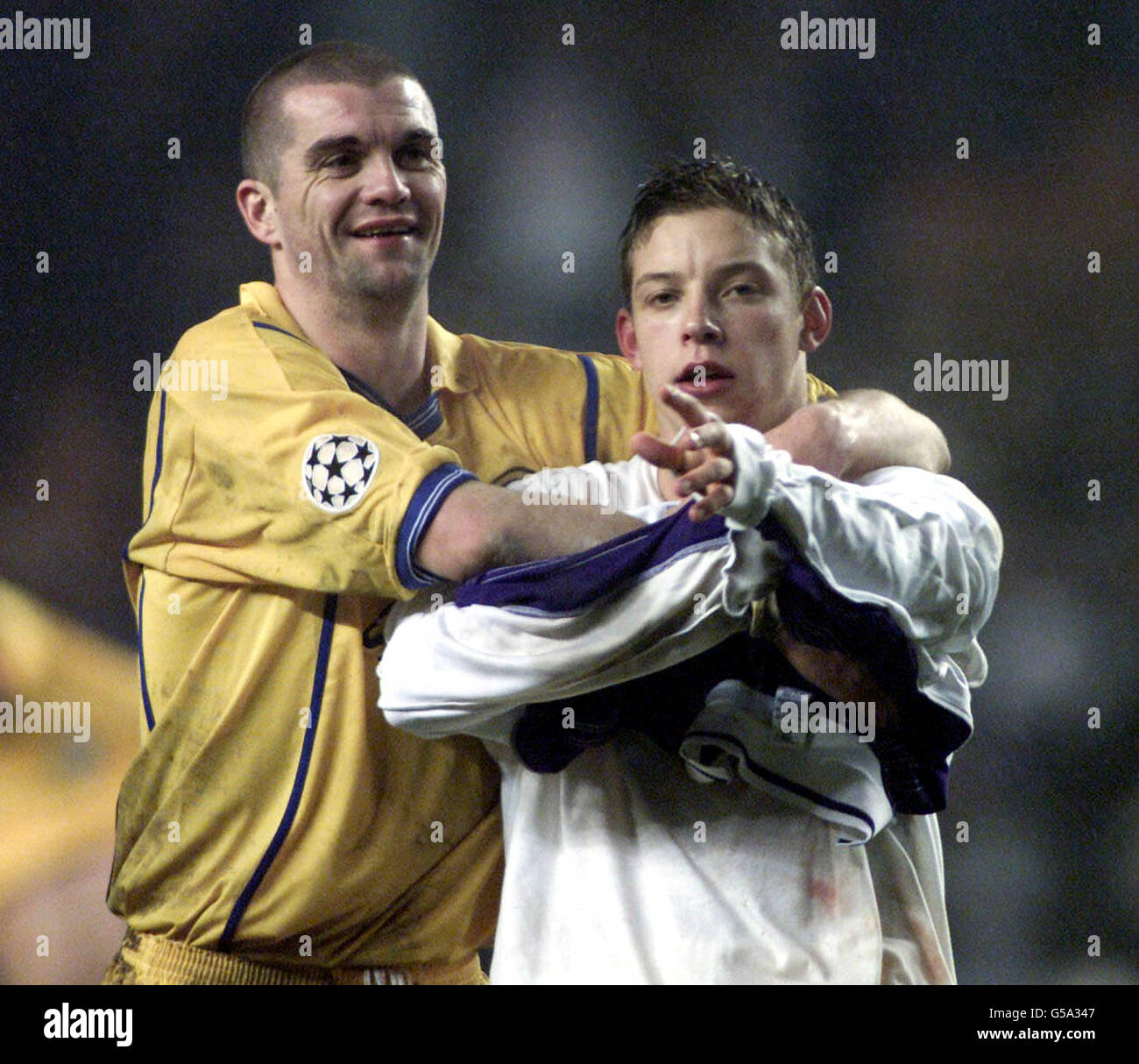 Leeds United's Alan Smith (right) and Dominic Matteo celebrate their 4 ...
