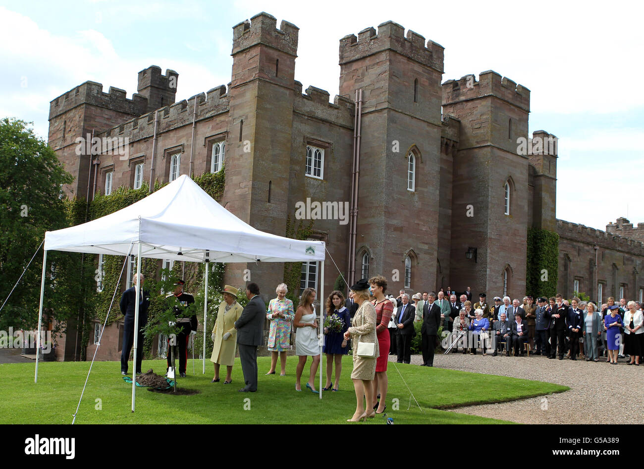 Queen Elizabeth II and the Duke of Edinburgh during a visit to Scone ...
