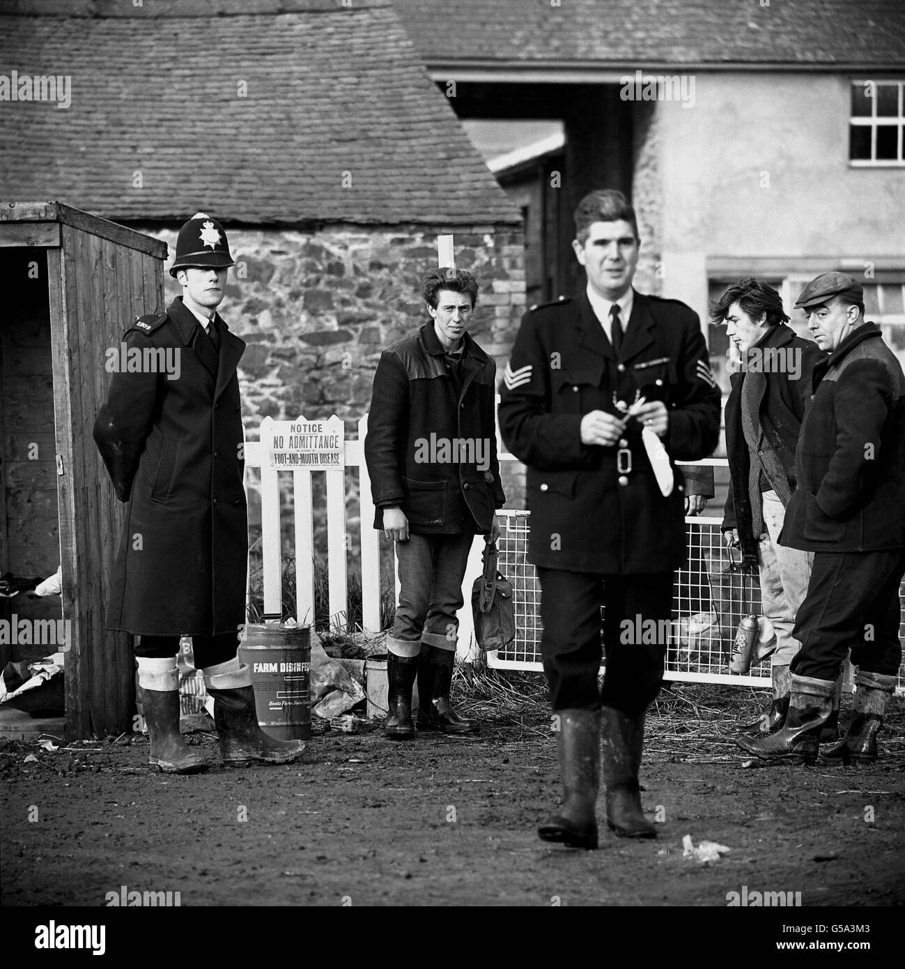 FOOT AND MOUTH : POLICE AT FARM 1967 Stock Photo - Alamy