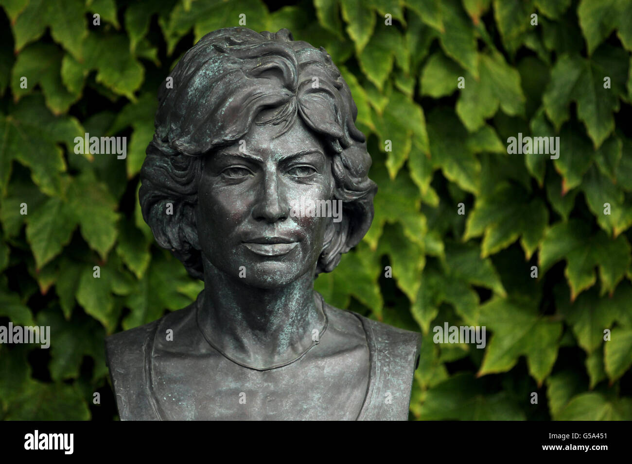 Virginia Wade statue outside Centre Court during day twelve of the 2012 ...
