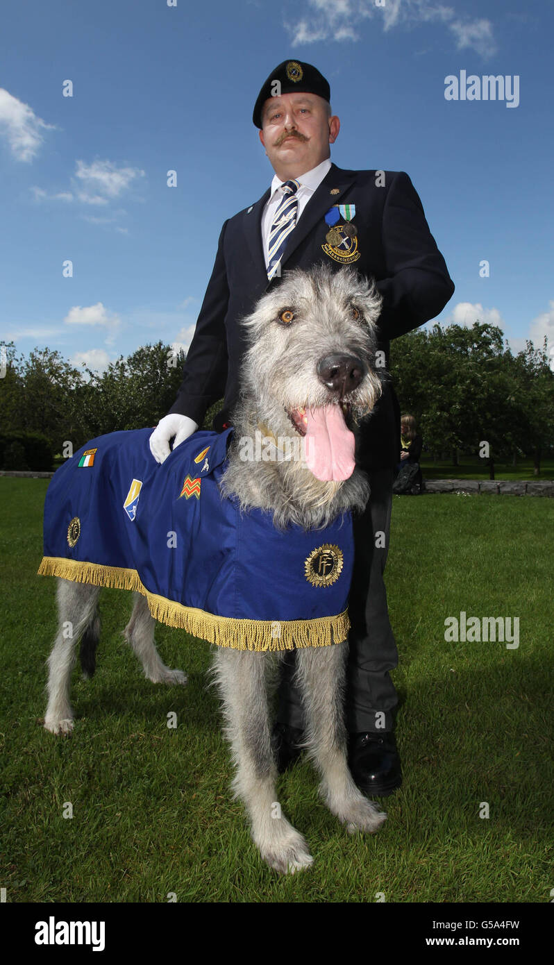 Ex Gunner Alan O'Farrell and 2nd Artillery regiment mascot during the ...