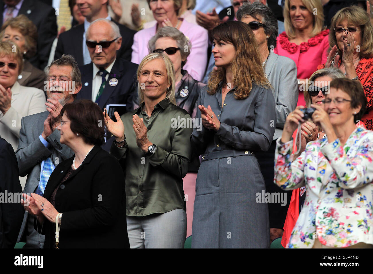Martina Navratilova and partner Julia Lemigova in the royal box during ...