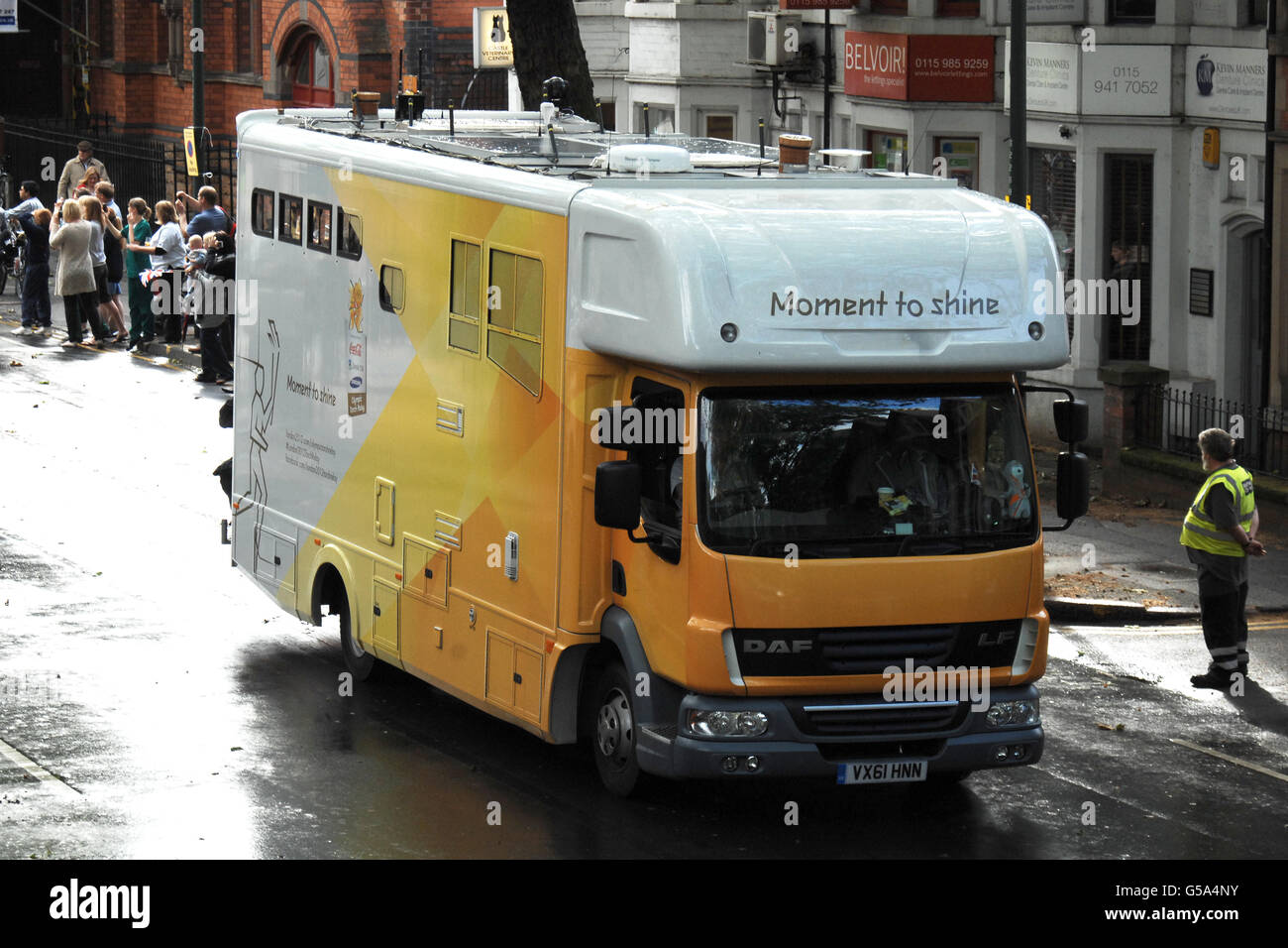 An Olympic Torch Relay support vehicle Stock Photo - Alamy