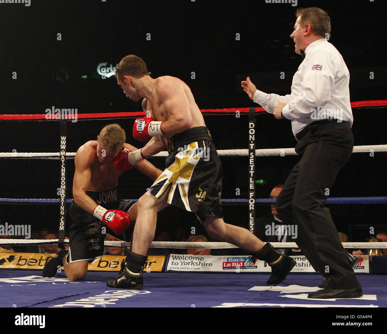 Boxing - Motorpoint Arena - Sheffield. Lee Purdy knocks Chris Johnson ...