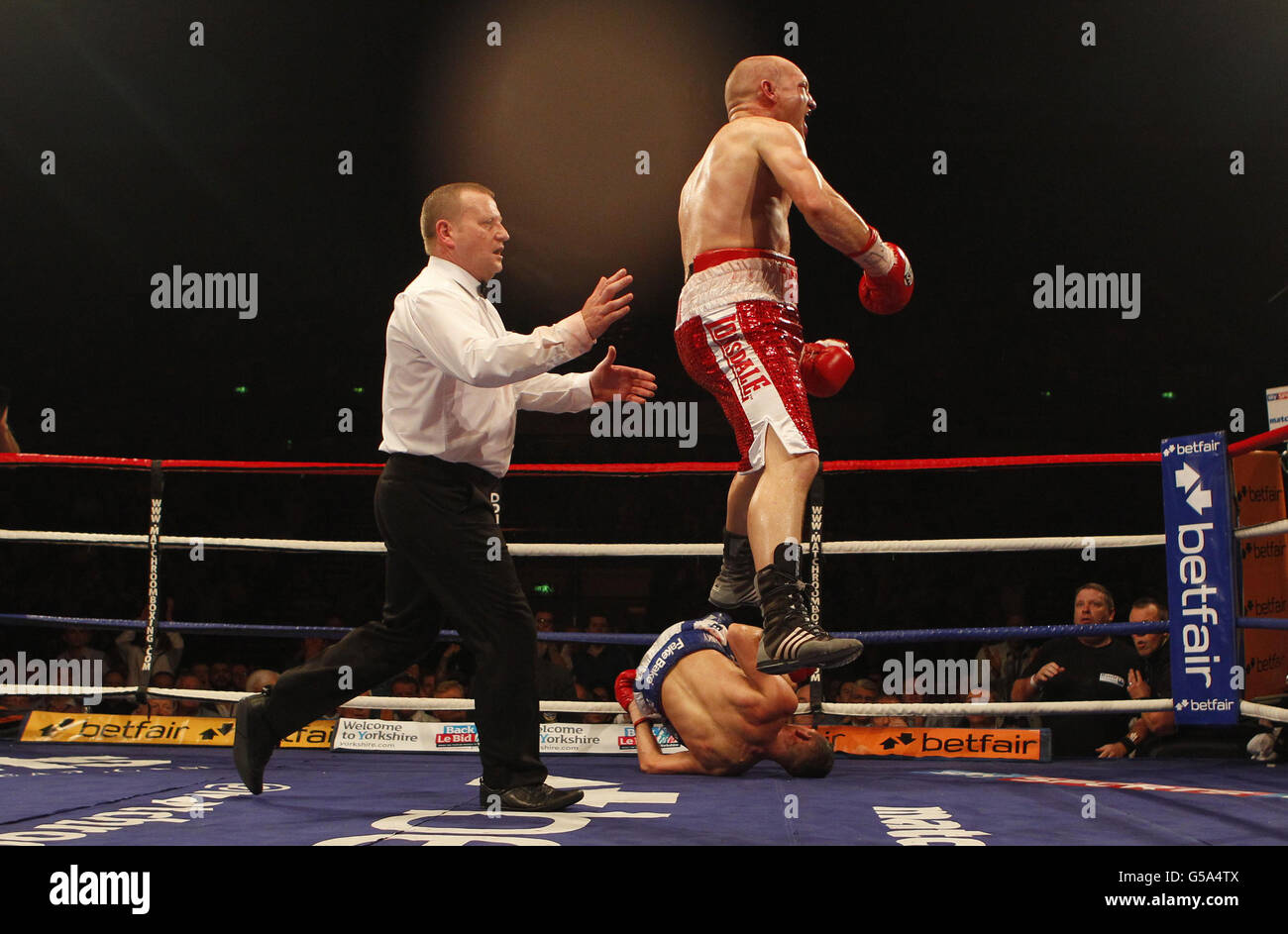 Boxing - Motorpoint Arena - Sheffield. Gavin Rees reacts to beating ...