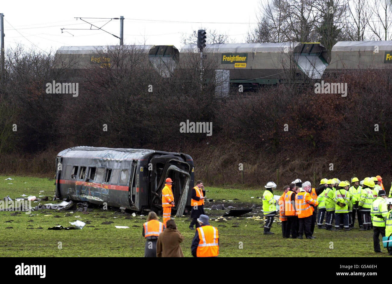 Freight train derailed when car slid off hi-res stock photography and ...