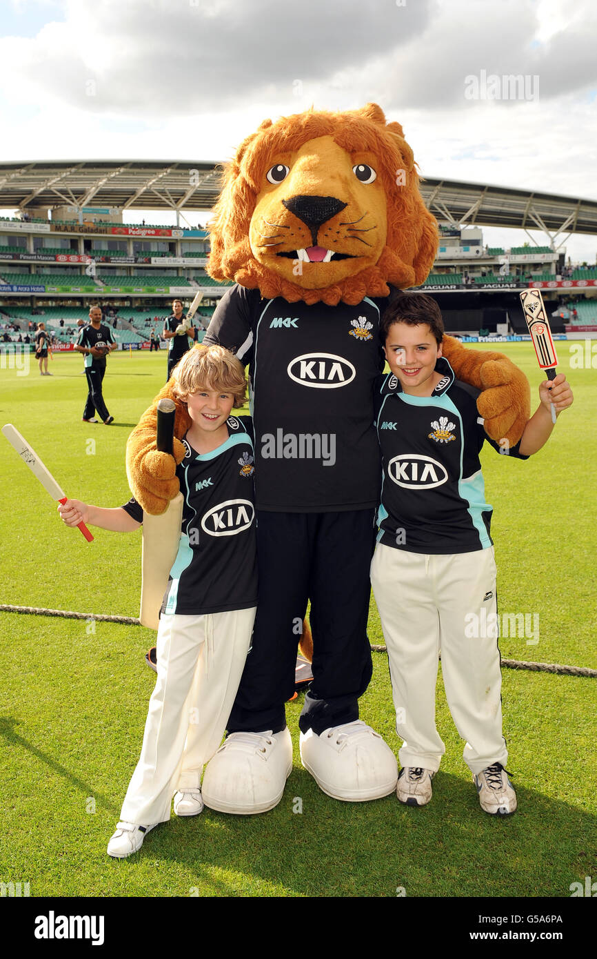 Surrey Lions matchday mascots pose for a photo with club mascot Caesar ...
